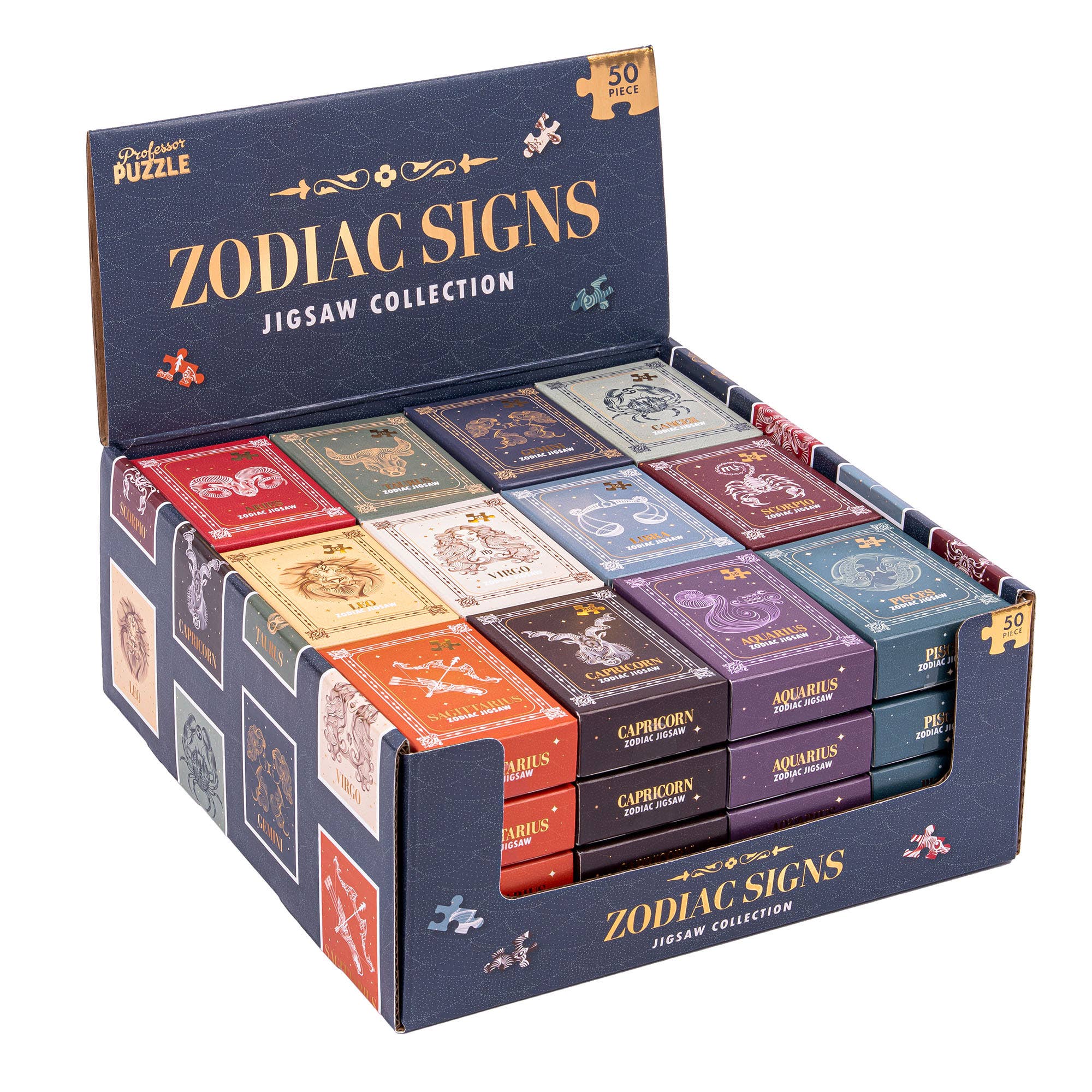 Zodiac Sign Mini Jigsaw Puzzles – 50-Piece Astrology Art – Poppy & Pomelo